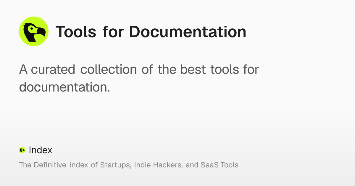 Tools for Documentation – Index
