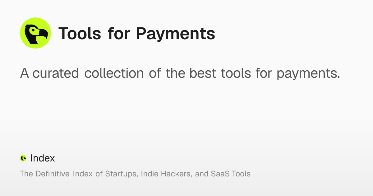 Tools for Payments – Index