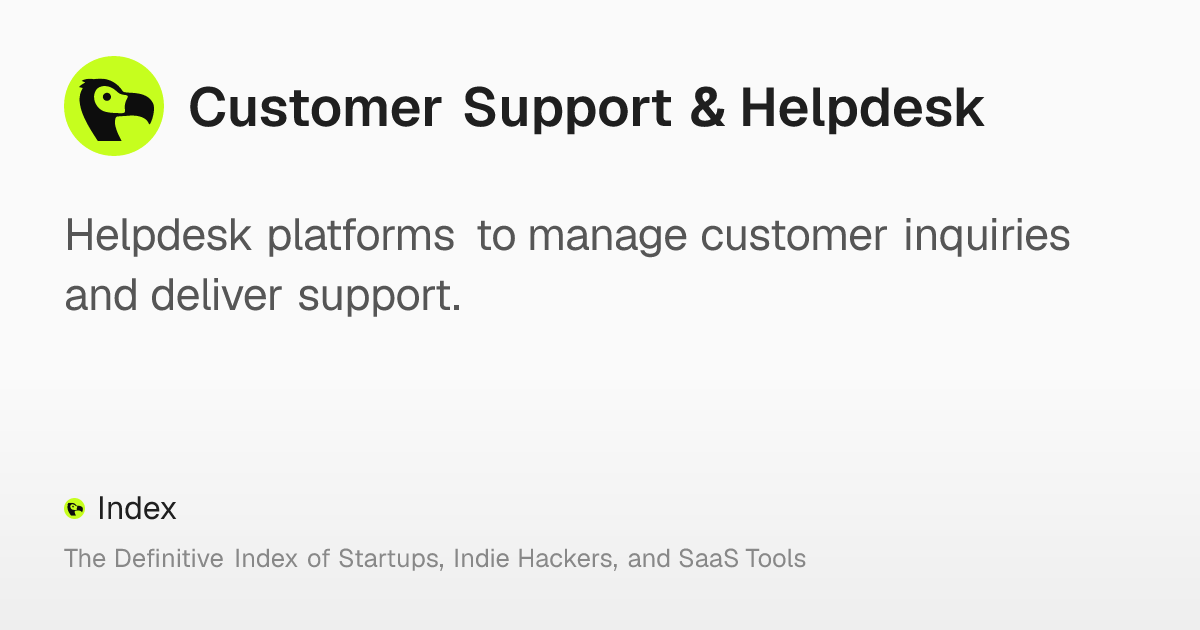 Customer Support & Helpdesk – Index